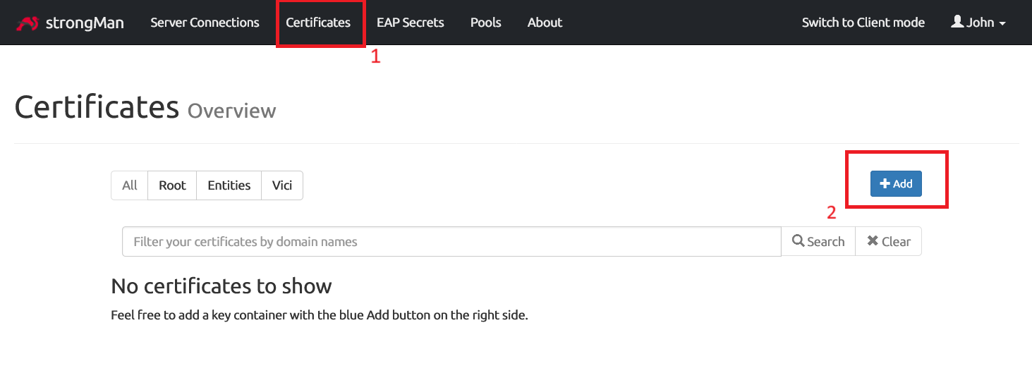 We browse and select the server certificate ( server-cert.pem ) file to ...